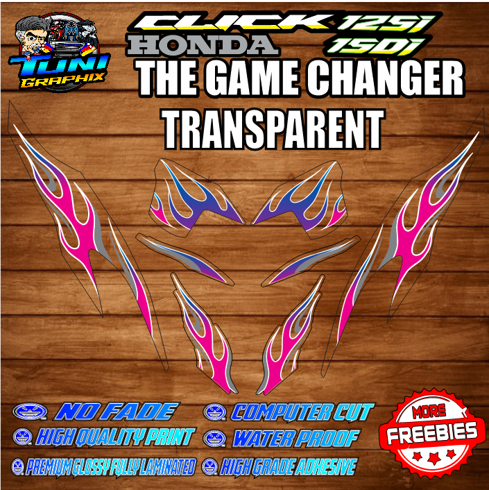 CLICK 125 / 150 V2 DECALS Sticker (FOR WHITE MOTIF FLAME) with Freebies ...