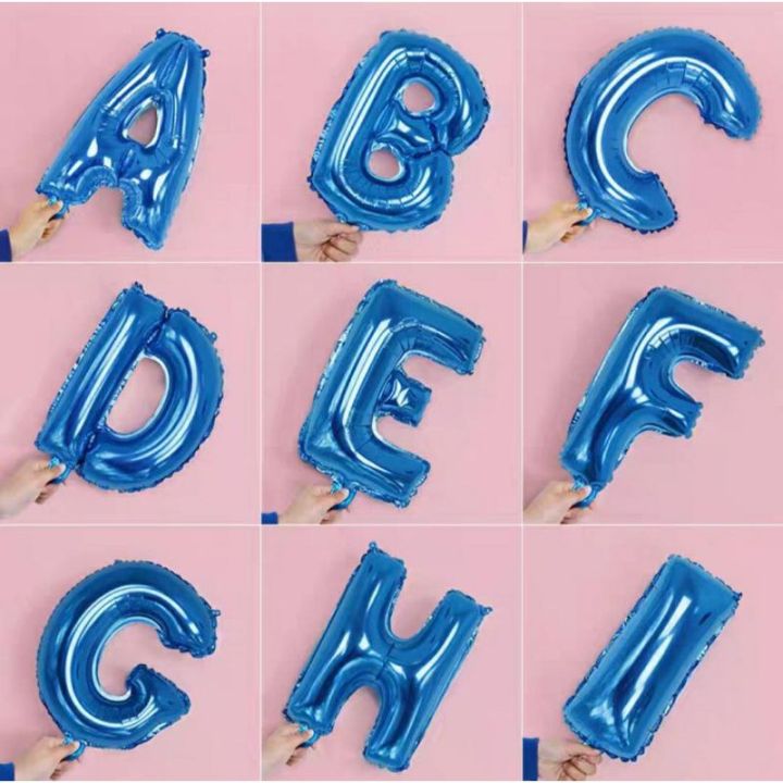 BALON HURUF BIRU POLOS 40CM / BALON FOIL HURUF BIRU POLOS 40CM / BALON ...