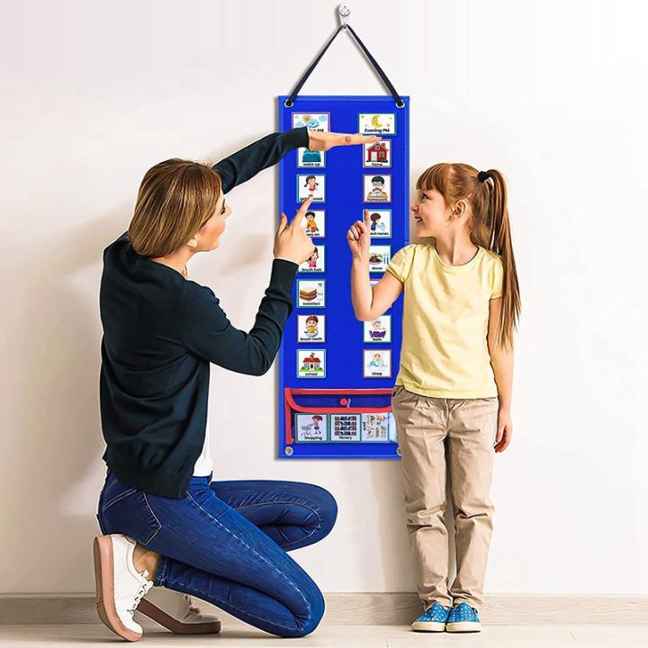 Visual Schedule for Kids Daily Routine Chart Calendar Pocket Blue ...