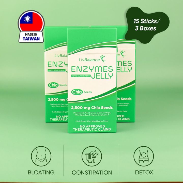LivBalance Enzymes Jelly (15 Sachets): Reduce Bloating and Constipation ...