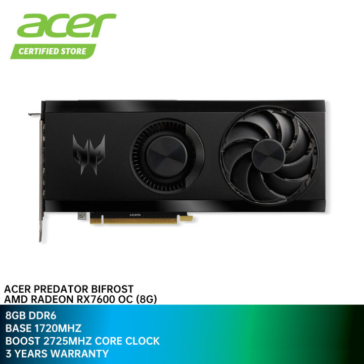 ACER Predator Bifrost AMD Radeon RX 7600 OC 8GB DDR6 128 Bit Graphic ...