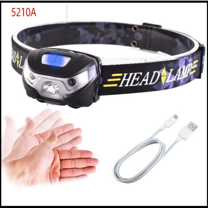 5210A สว่างมากๆ ไฟหน้าแบบชาร์จไฟ USB แสงที่แข็งแกร่ง กันน้ำกันน้ำได้ ไฟหน้าหัว LED เบามาก ไฟฉาย ...