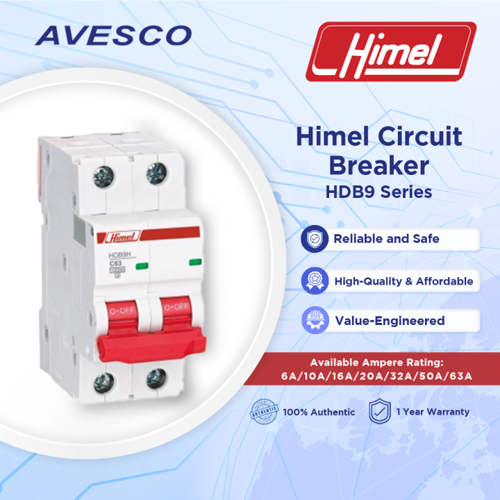 Himel Circuit Breaker | HDB9 Series | 2-pole 10kAIC C Curve | 6A/10A ...