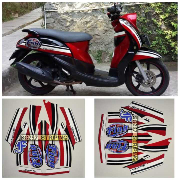 STIKER STRIPING LIS POLET BODY MOTOR YAMAHA FINO SPORTY 2013 HITAM ...