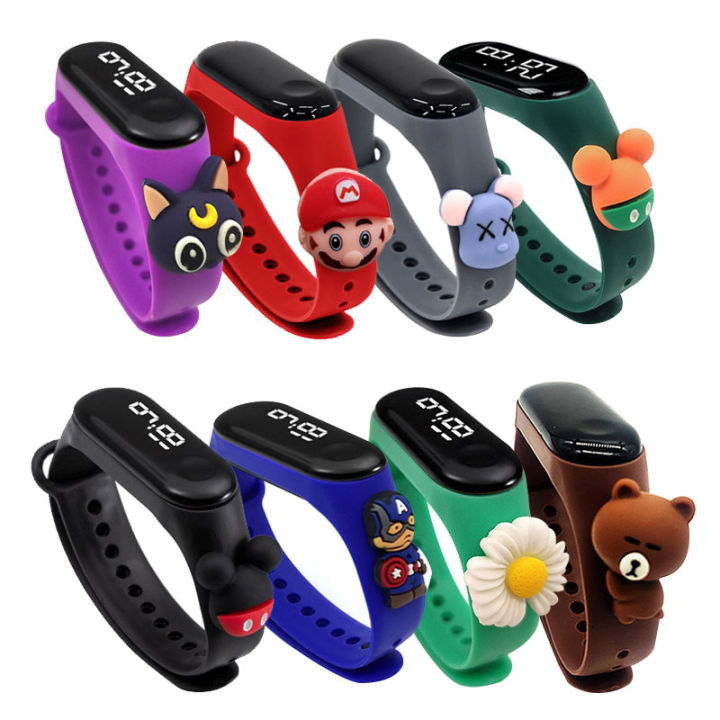 Cute Cartoon Silicone Strap Watch Colorful Sports Waterproof Touch ...