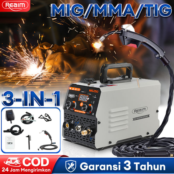 REAIM Mesin Las Inverter MIG-250 IGBT 450 Watt TIG/MIG/MMA Mesin trafo las/Welding machine ...