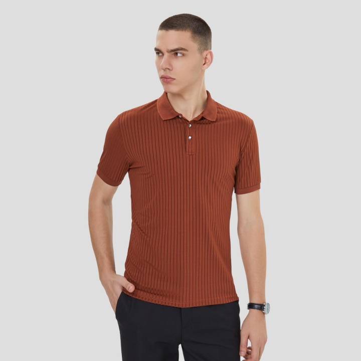 Kinwoo T602 Men's Slim Striped Short Sleeve Korean Fashion Polo Shirt ...