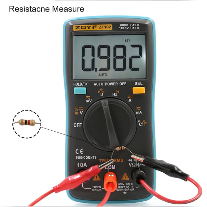 Digital Multimeter,Portable 6000 Counts Auto Ranging Multi Tester ...
