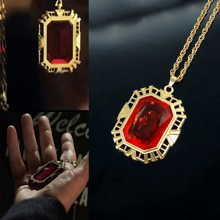 P-jsmen The Sandman Ruby Neckalce Cosplay King of Dreams Morpheus Red Stone Pendant Halloween ...