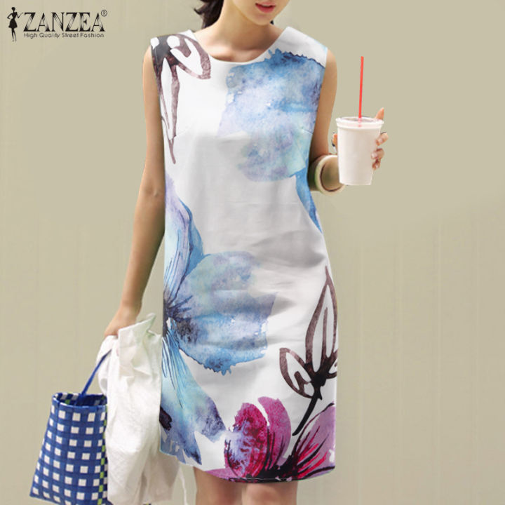 Hijabfab Zanzea Korean Style Womens Sleeveles Tank Dress Floral Printed