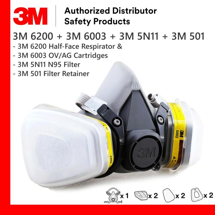 3M 6200 - 7 Pieces Set Including 3-M 6200 Respirator + 3-M 6003 Organic ...