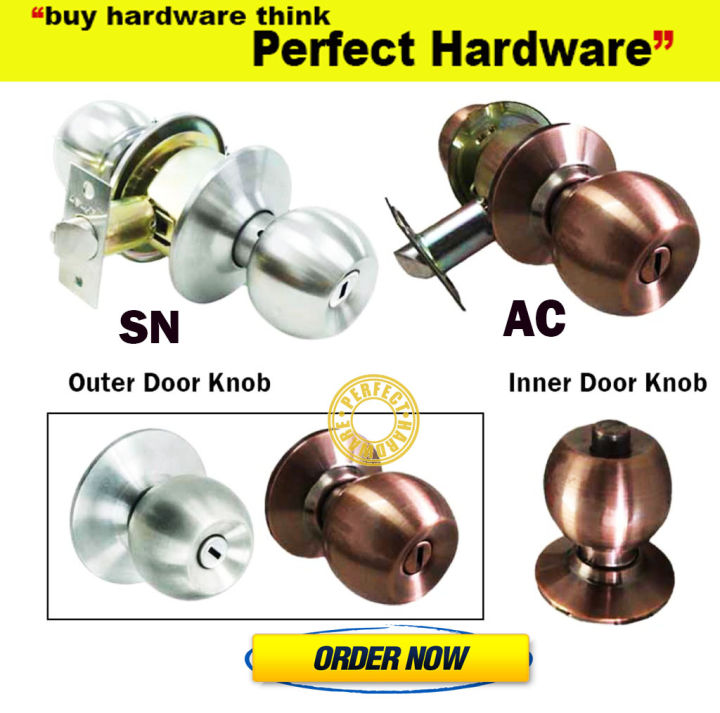 3871 STAINLESS STEEL CYLINDRICAL DOOR LOCK SET FOR HOME BEDROOM /TOMBOL ...