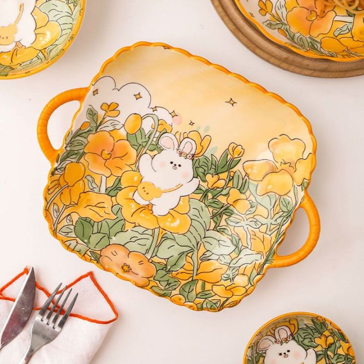 Plate Dishes Home Cartoon Fruit Plate Ceramic Good-looking Dinner Plate ...