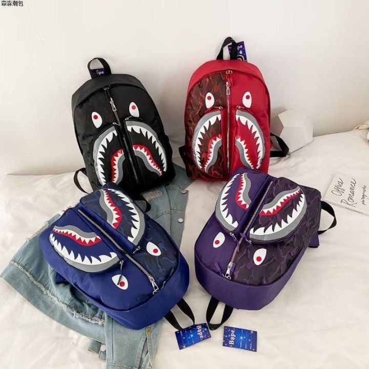 Popular logo bape new shark camouflage backpack backpack fashion lovers ...