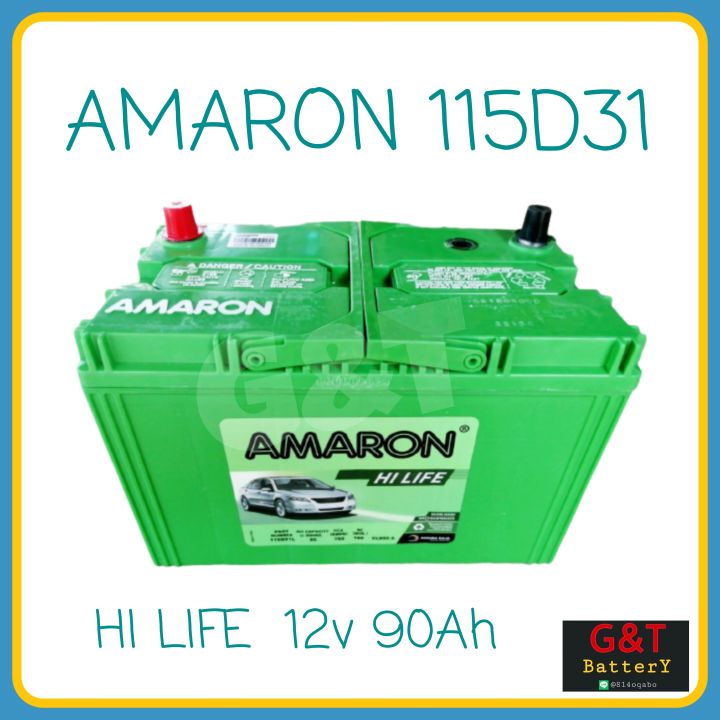 AMARON HI LIFE 115D31 แบตเตอรี่รถยนต์ 90Ah แบตแห้ง แบตกระบะ แบตSUV ...