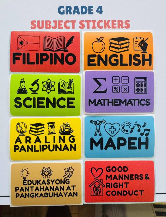 Subject Stickers Set for Grade 1-10 Notebook Label | Lazada PH