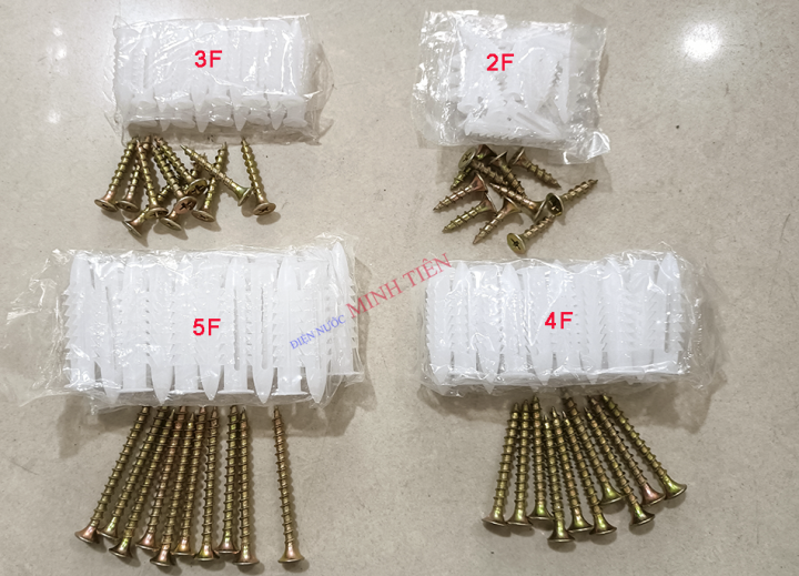 10 Tắc kê nhựa + 10 vít bắt tường 2F, 3F, 4F, 5F (Tắc kê nhựa trắng, vít vàng) | Lazada.vn