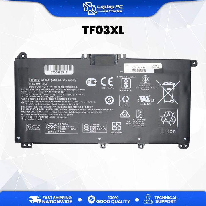 HP TF03XL Laptop Battery Compatible Part Numbers: TF03XL TF0341XL, 920046-421, 920046-121, TPN ...