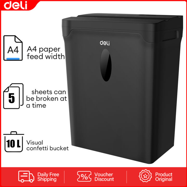Deli 10L Paper Shredder 5 Sheets (Black) ET014 | Lazada PH