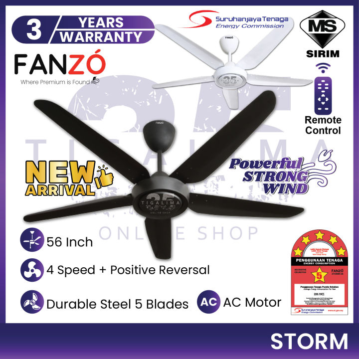 FANZÓ Fan FANZO STORM 56Inch 5 Blades AC Motor with Remote Control ...