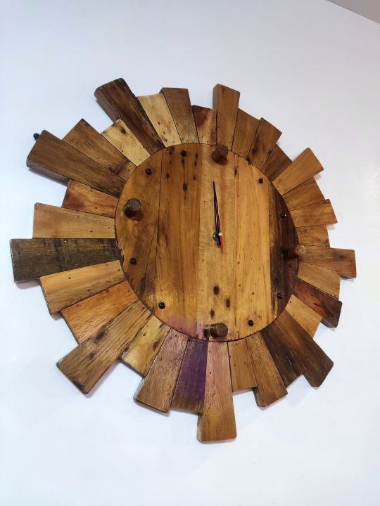 Solid Wood Rustic Sunburst Wall Clock | Lazada PH