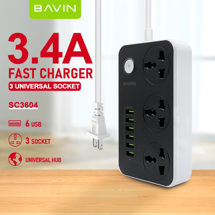 BAVIN SC3604 Universal Charger HUB Multi-Switch Sockets Outlet w/ 3 ...