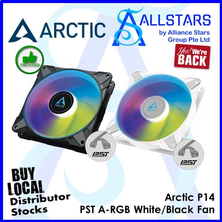 (ALLSTARS : We are Back) ARCTIC P14 PWM PST A-RGB Case Fan (White/Black ...
