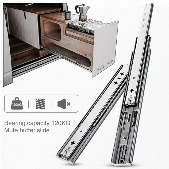 AOLISHENG 1 Pair Heavy Duty Drawer Slides Soft Close 120kg Load Side ...