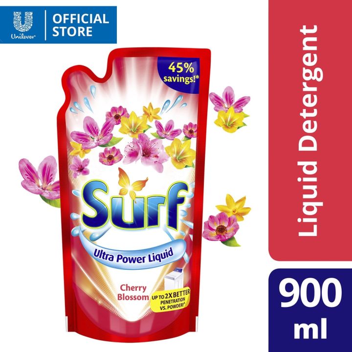 Surf Cherry Blossom Laundry Liquid Detergent 900ml Pouch | Lazada PH