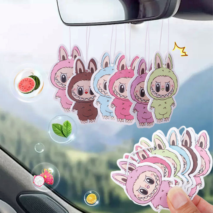 2PCS Labubu Car Fragrance Hanging Cartoon Anime Car Air Freshener Cute ...