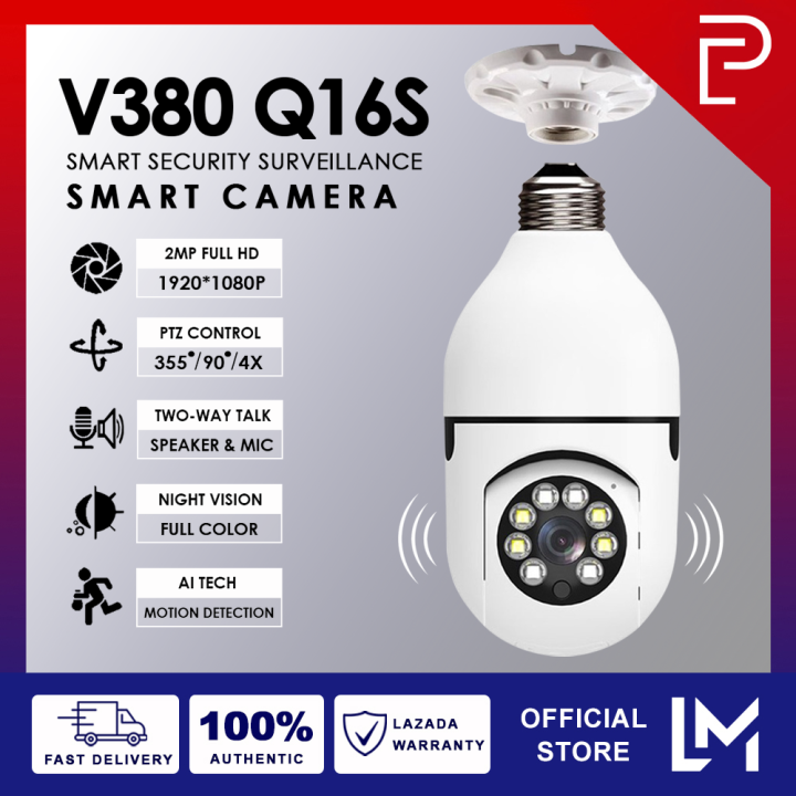 Popcorn Q16S V380 360° Rotate Light Bulb Shape AI Auto Tracking Smart ...