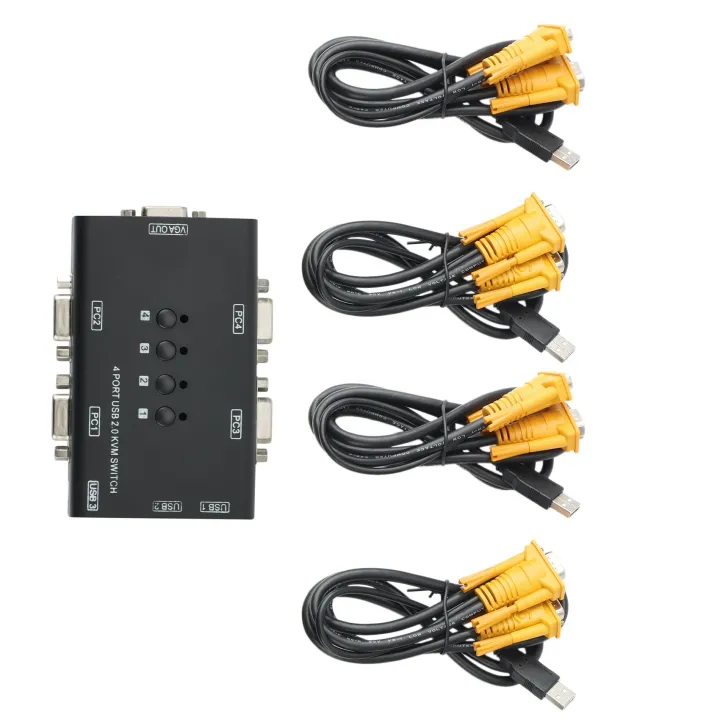 (NFPE) KVM Switch,USB VGA KVM Switch for 4PC Sharing One Video Monitor ...