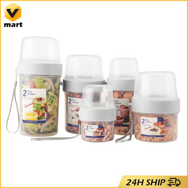 Food Storage Cup Salad Cup PortableTwo-layers Breakfast Yogurt Fruit ...