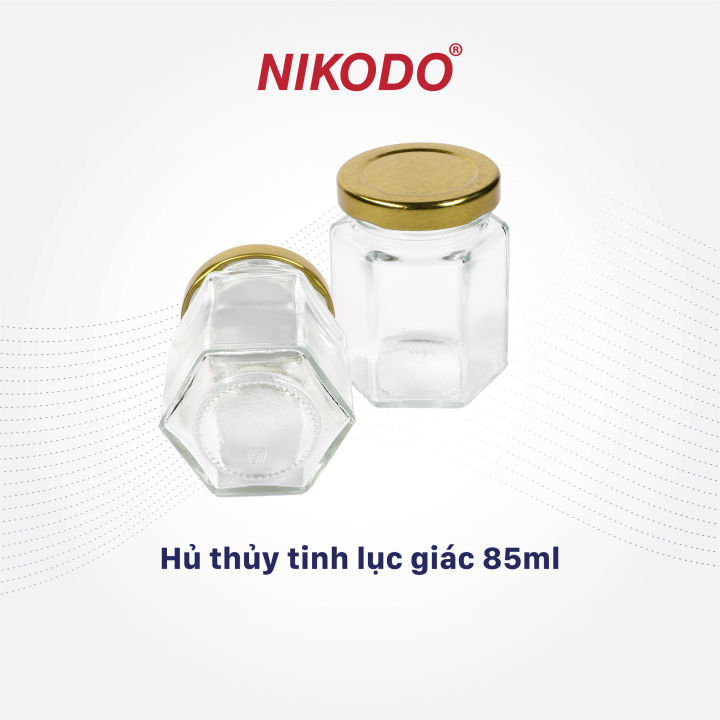 Hũ thủy tinh lục giác nắp thiếc dung tích 85ml, chưng yến, làm sữa chua ...
