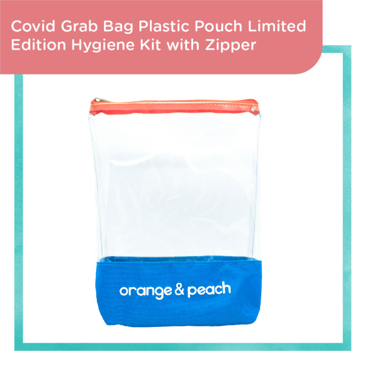 Orange and Peach Hygiene Essentials Grab Bag Plastic Pouch with Zipper ...