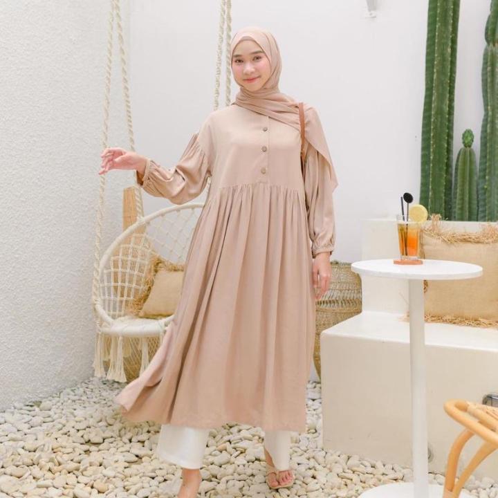 LONG TUNIK / MIDI DRESS APRITA REMPEL DAILY RAYON POLOS PREMIUM ...