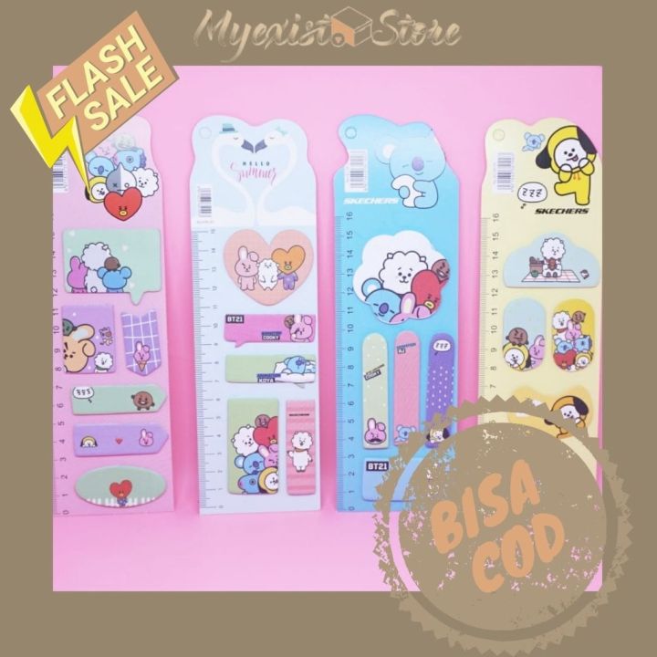 BTS Penggaris + Sticky note karakter official BT21 KPOP - IVN28 ...