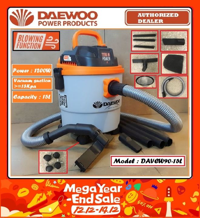 DAEWOO 15Litre Wet & Dry Vacuum with Blower Function 1200W DAVCW90-15L ...