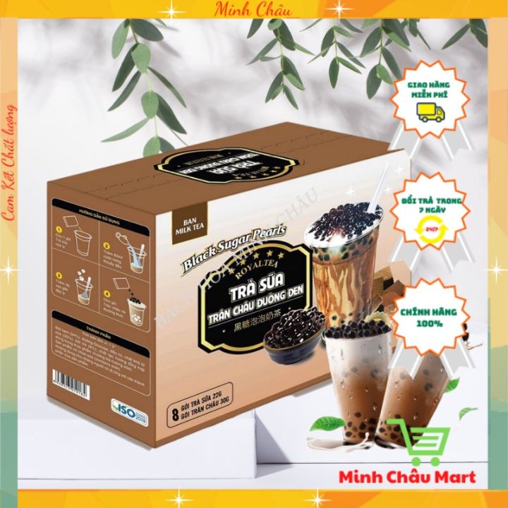 Trà Sữa Trân Châu Royal Tea/ Hillway Tự Pha Vị Chân Trâu Đường Đen Hộp ...