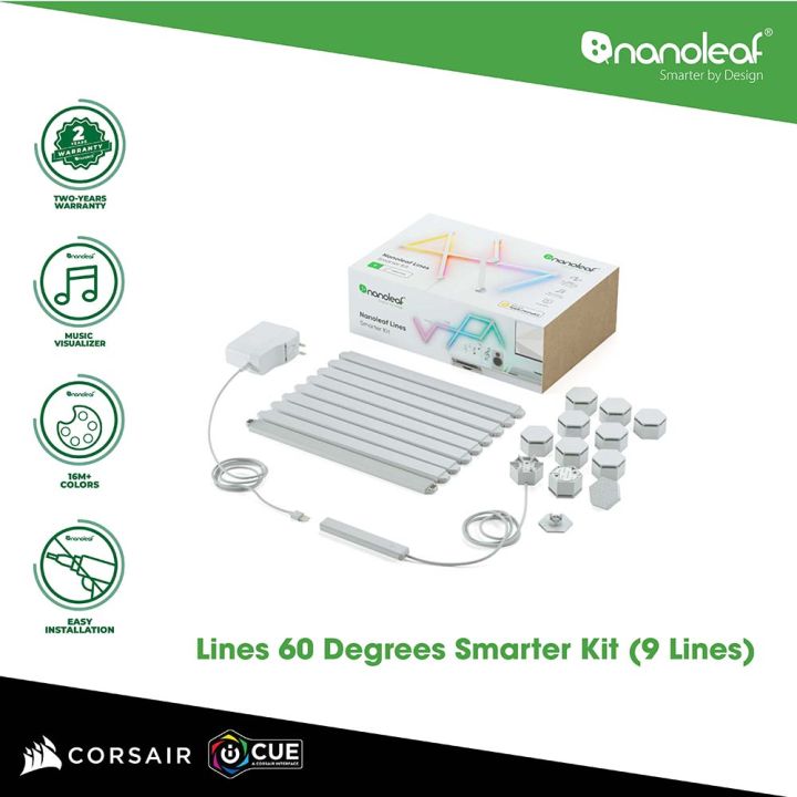 Nanoleaf Lines 60 Degrees Smarter Kit (9 Lines) Stunning RGB ...