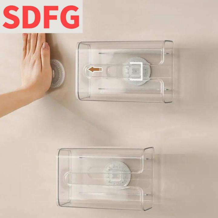 SDFG ไม่ต้องเจาะ กล่องทิชชู่แบบถ้วยดูด ป้องกันน้ำ ถอดออกได้ ที่ใส่ ...