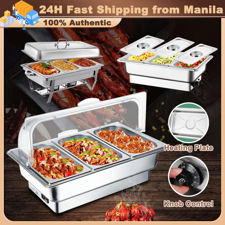 Stainless Steel Electric Food Warmer Heater with Lid 9L Large Capacity ...
