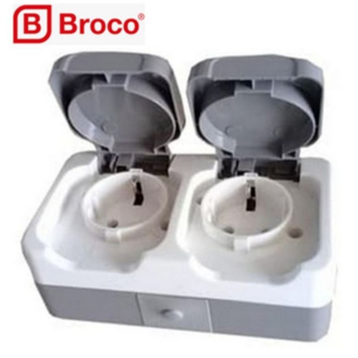 BROCO ATLANTIC DOUBLE STOP KONTAK SOCKET OUTLET TUTUP SNI OUTDOOR ...