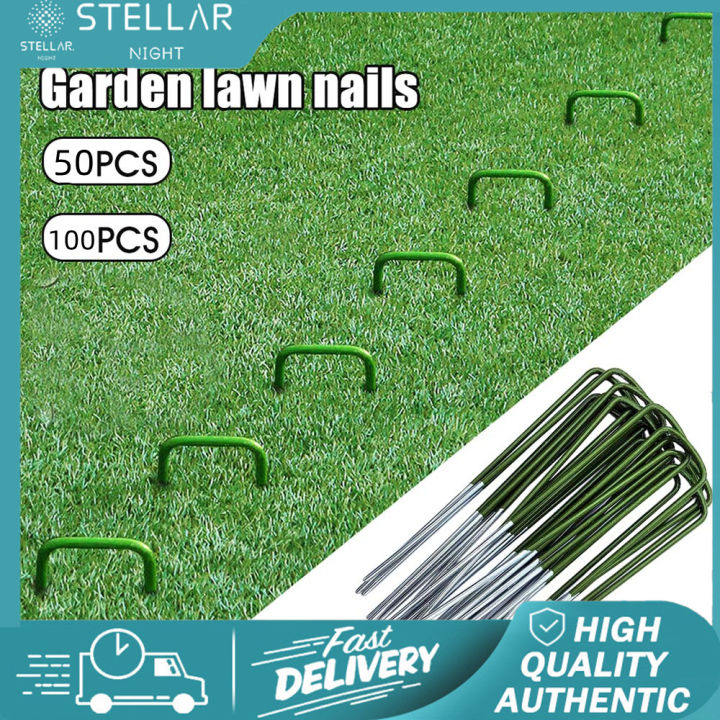 100Pcs Gauge Heavy Duty U-Shaped Garden Stakes Pins Galvanized ...