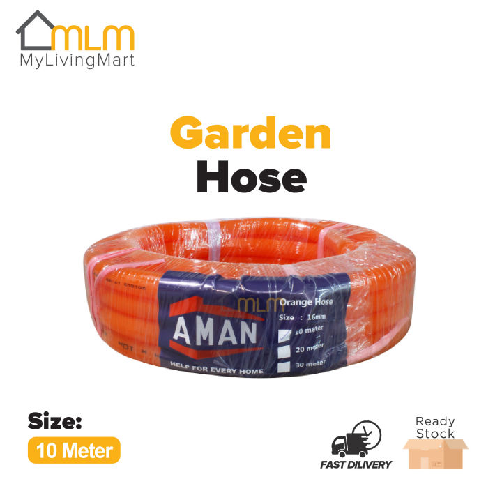 PVC Garden Hose Orange 16mm Diameter 10M 2mm Thickness Multipurpose Water Pipe Paip Air Getah ...