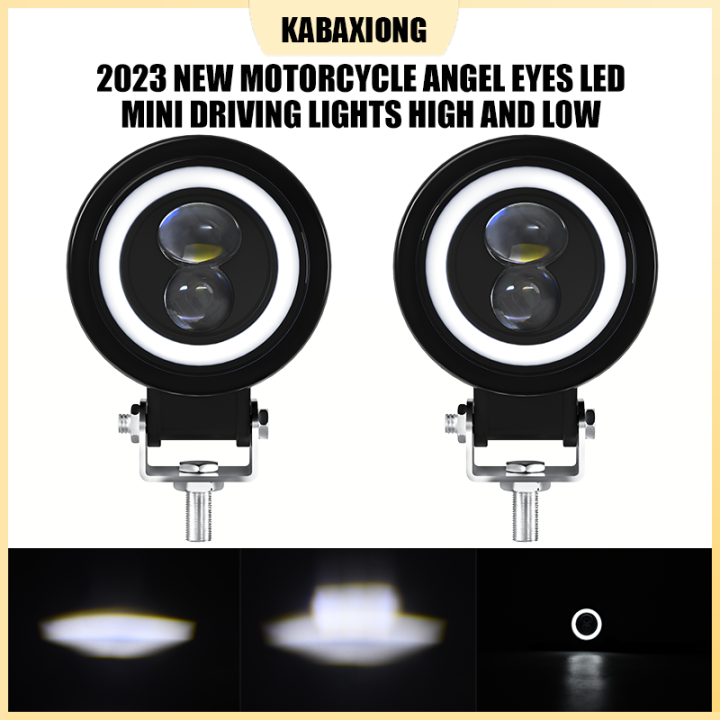 KABAXIONG (2PCS) motorcycle angel eyes LED mini driving lights fog ...