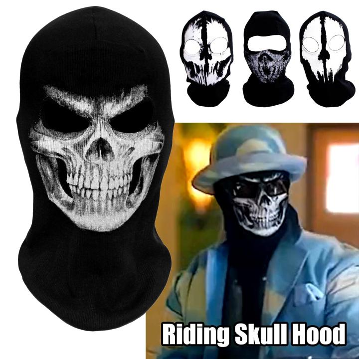Motorcycle Hood Full Face Mask Skull Pattern Riding Windproof Hood ...