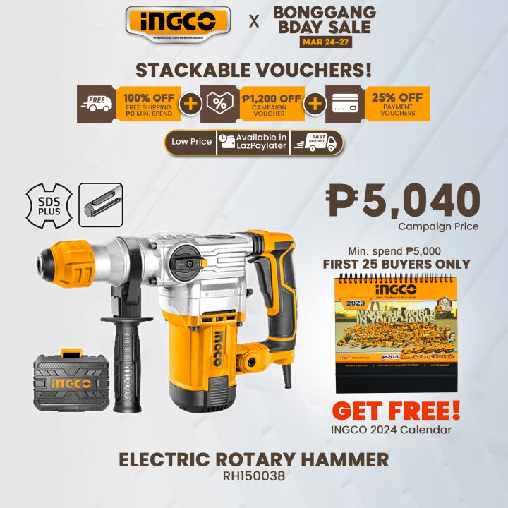INGCO SDS Plus Rotary Hammer Drill Chipping Gun Demolition Electric ...