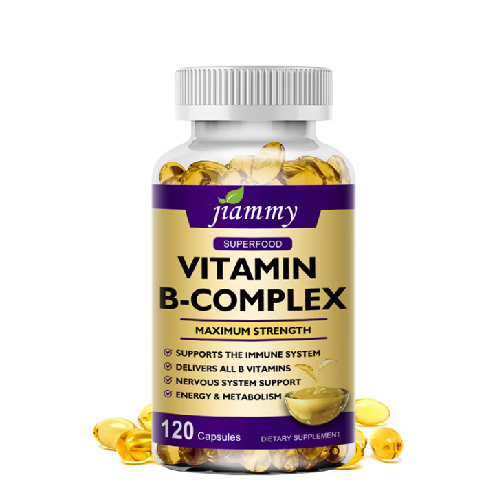 Vitamin B Complex Capsule B12, B1, B2, B3, B5, B6, B7, B9 for Reduce ...
