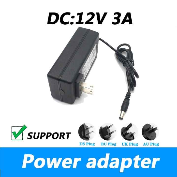 Computer LCD Monitor Power Cord Round Hole Adapter DC 12V 3A UK Plug AU ...